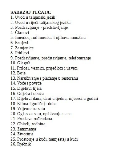 [TALIJANSKI JEZIK] Online početni tečaj za 99 kn!