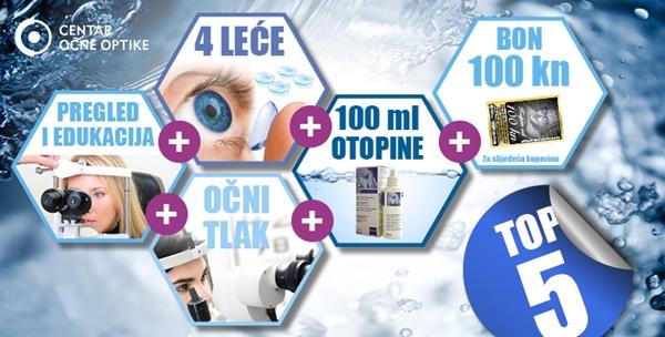 Kontrola vida za meke leće, mjerenje očnog tlaka i 2 para leća s otopinom za 180kn!